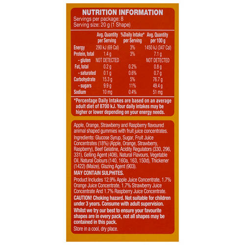 Animal Shapes 8 Pack 160g